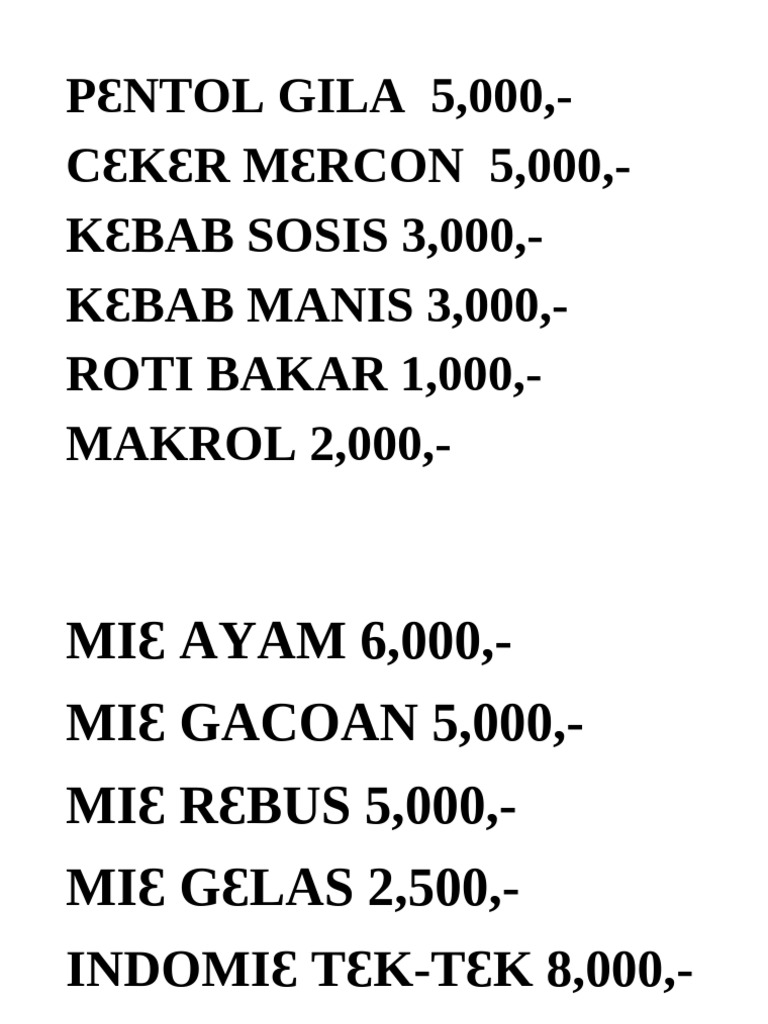 Menu Makan Bik Fadel | PDF