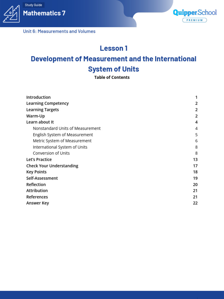 Lesson 1 Development of Measurement and The International System of Units | PDF