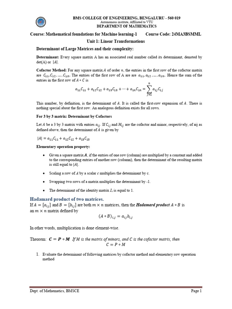 Unit-1 Linear Transformations | PDF