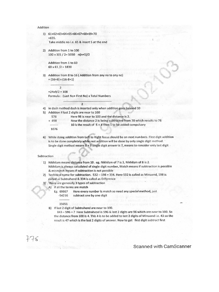 Maths Trick Notes | PDF