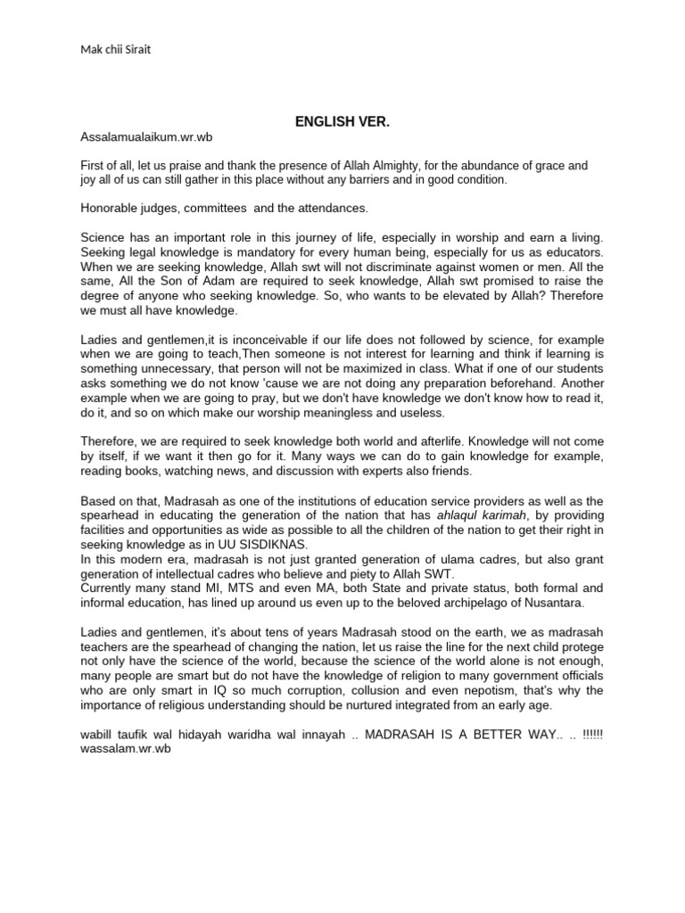 Teks Pidato Fix English | PDF