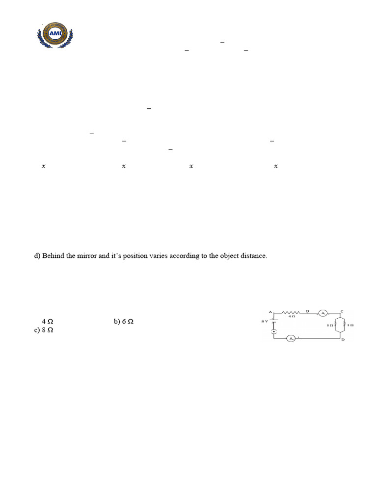 Revision Worksheet HYE Class 10th - Physics | PDF