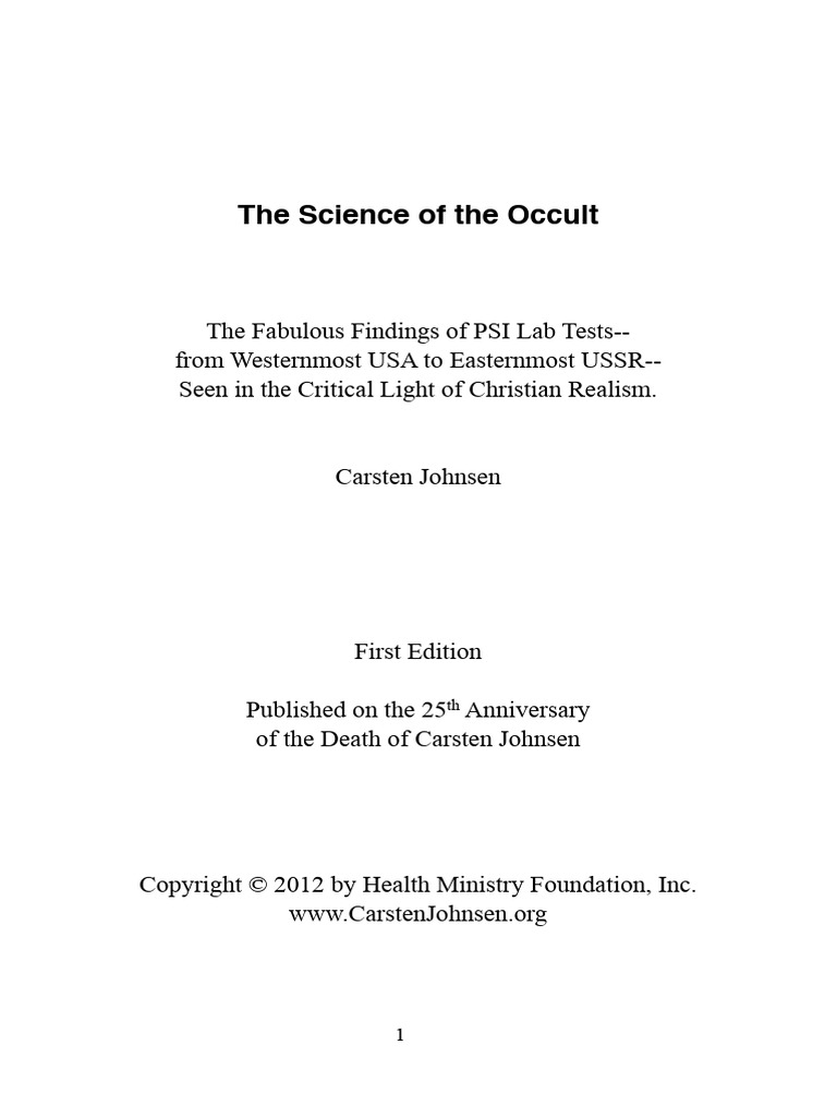 JOHNSEN-Science of The Occult | PDF