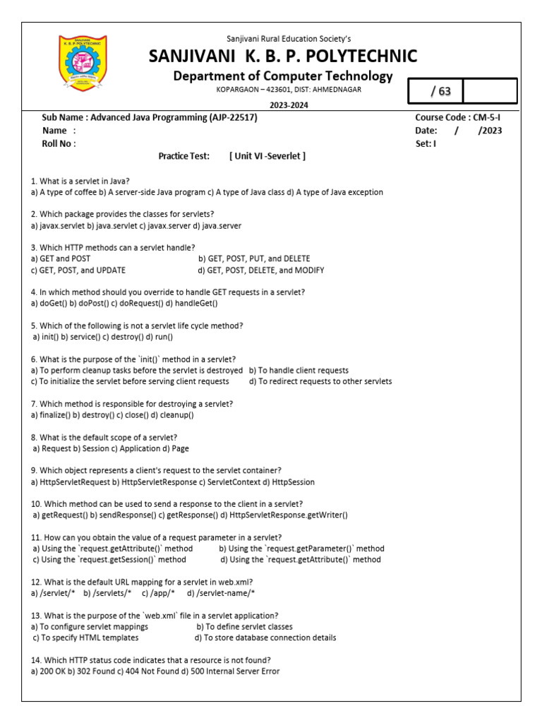 MCQ Unit 6 Set 1 | PDF