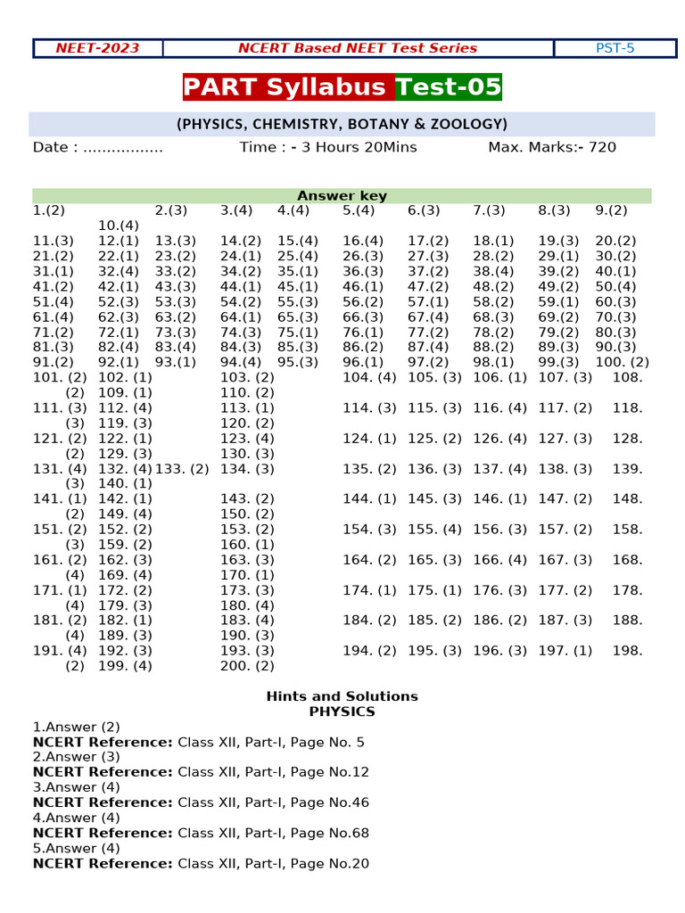 5.ncert Based PST-05 Sol | PDF