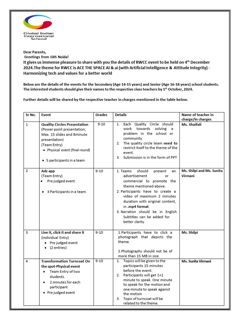 RWCC Circular-2024 | PDF
