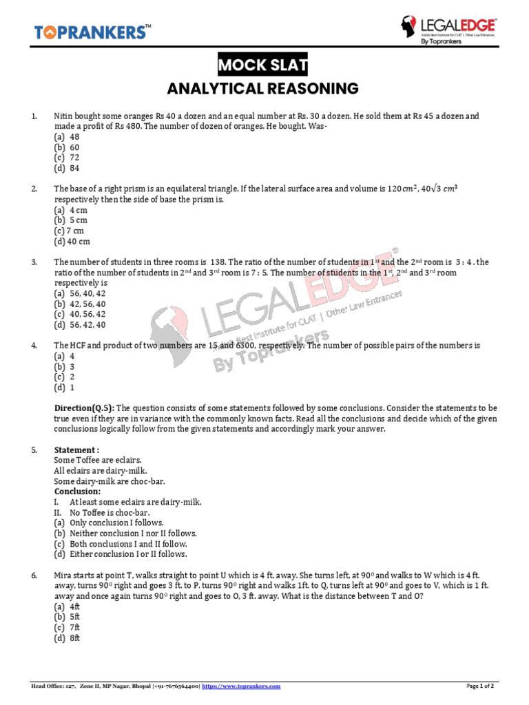Slat Mock Test 027cda276c1db | PDF