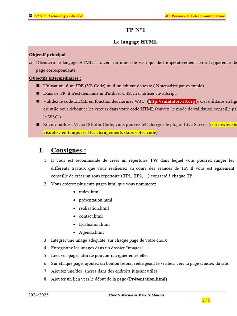 TP1 TW 2024 2025 Mechid - 074002 | PDF