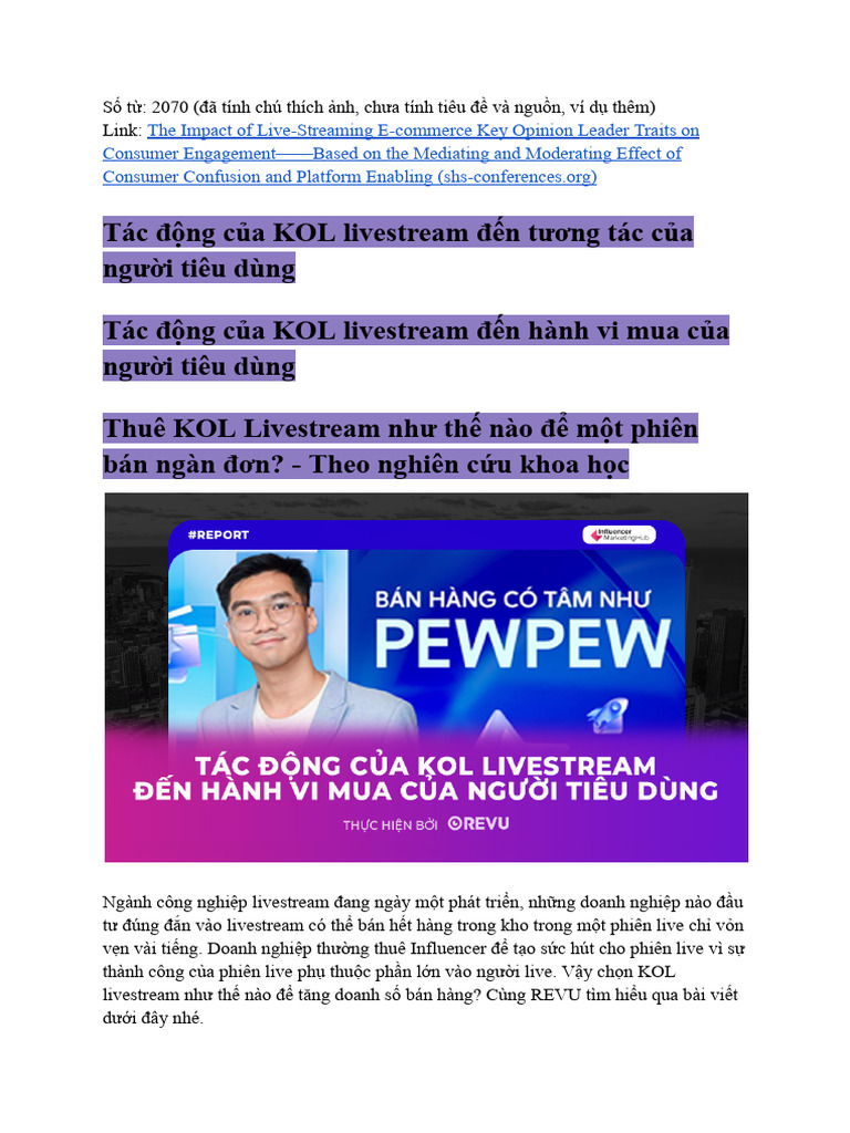 REVU - Tác Động Của KOL Livestream Đến Tương Tác Của Của Người Tiêu ...