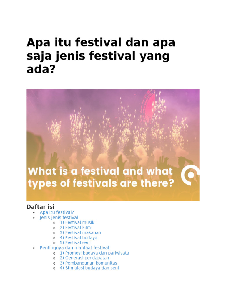 Festival Dan Jenisnya | PDF