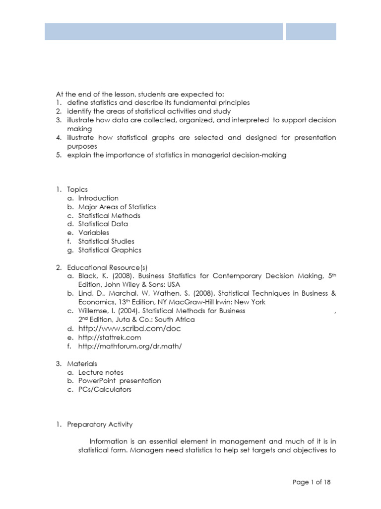 Review of Elementary Statistics Topics - Module I | PDF | Statistics | Histogram