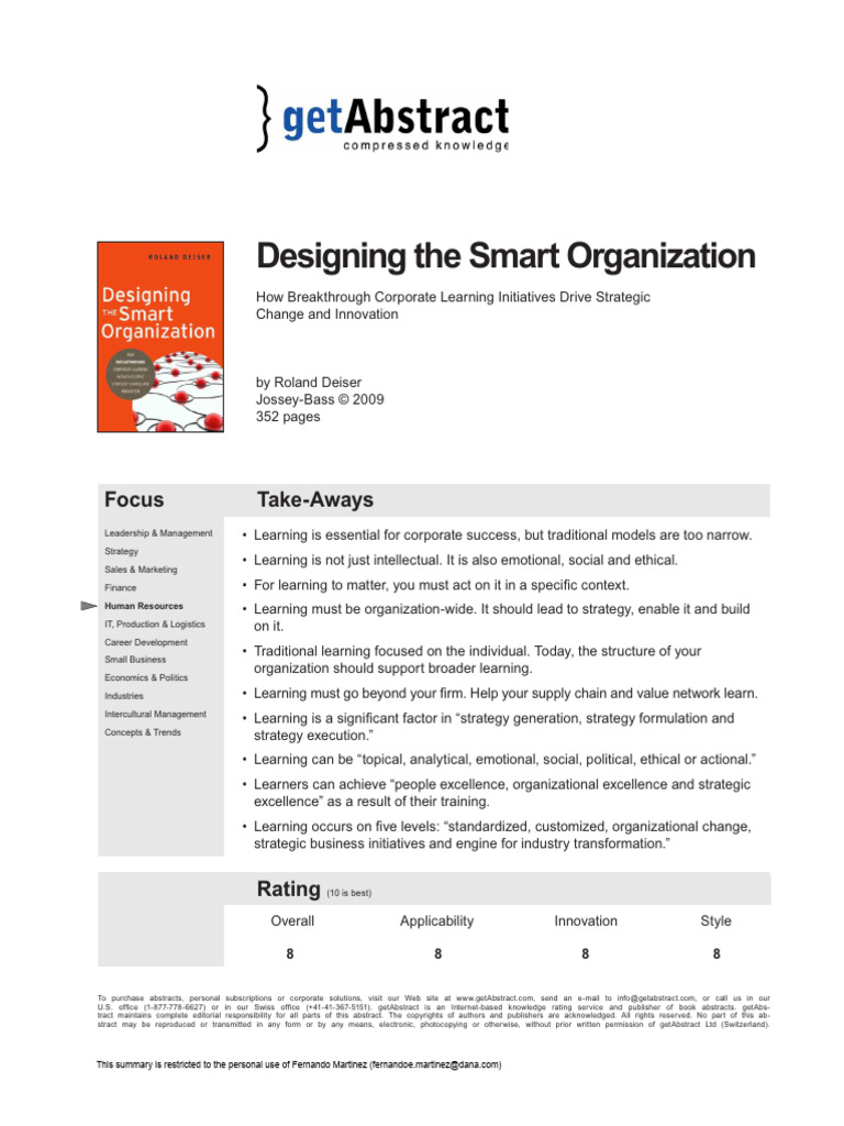 Designing The Smart Organization Deiser e | PDF