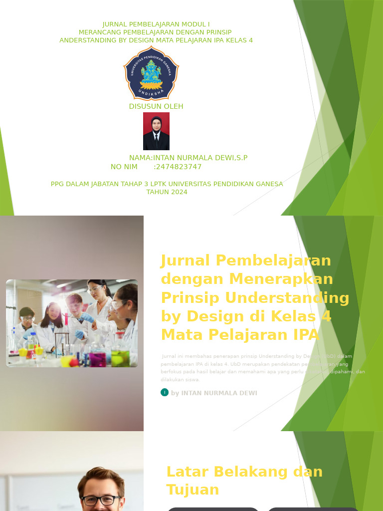 Jurnal Pembelajaran Dengan Menerapkan Prinsip Understanding by Design Di Kelas 4 Mata Pelajaran ...