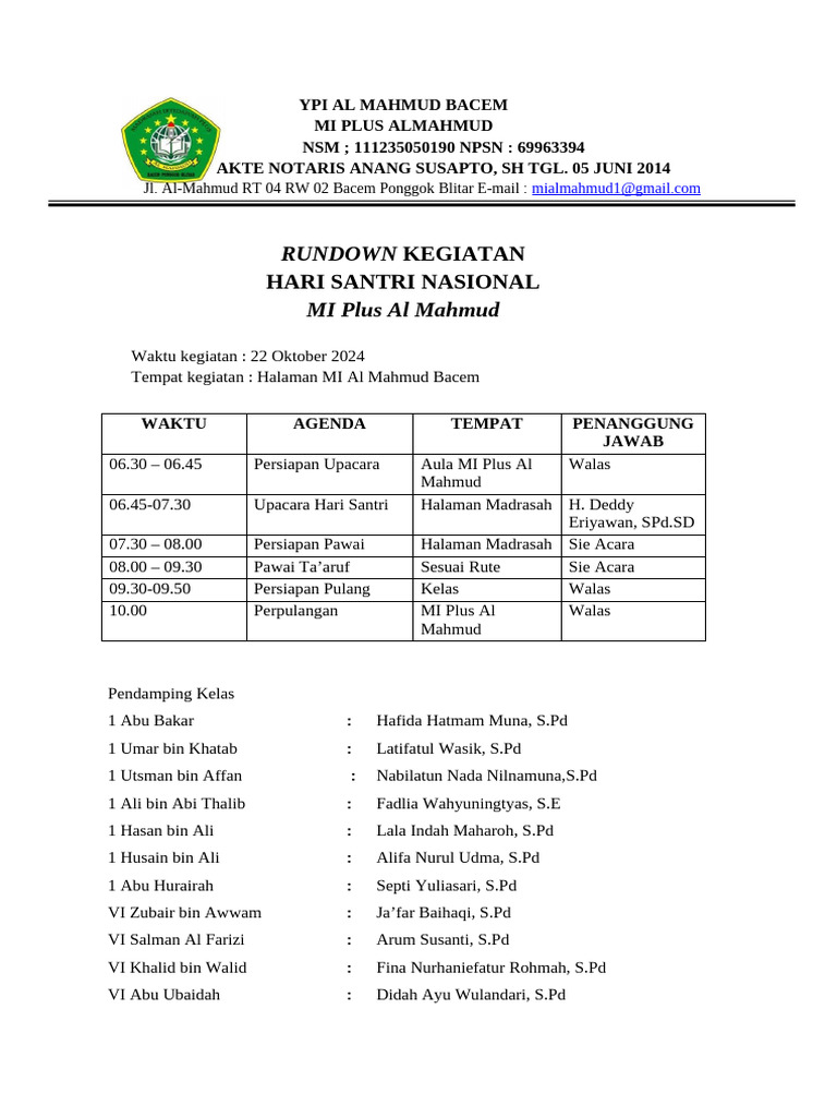 Rundown Acara Hari Santri | PDF