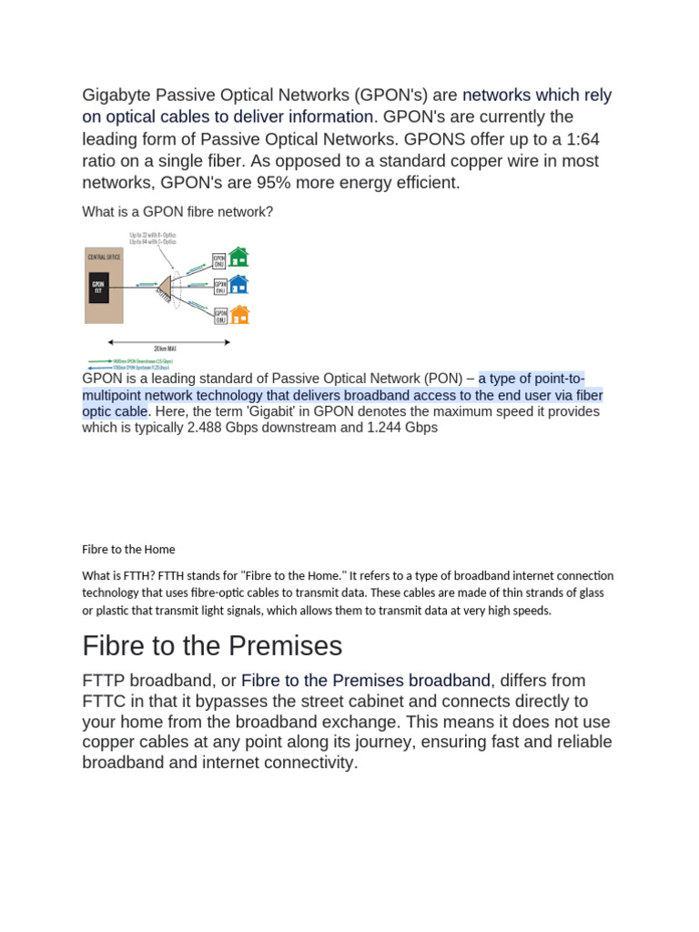 Gigabyte Passive Optical Networks | PDF