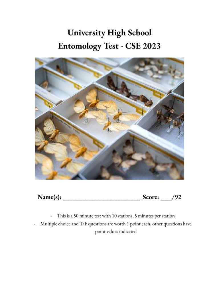 TEST Entomology University CSE2024 | PDF | Pollination | Insects