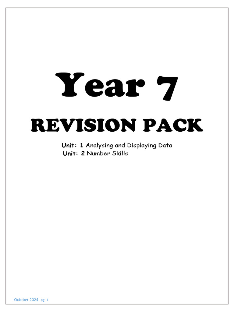Year 7 - Test 1 - Revision Pack 2024 | PDF