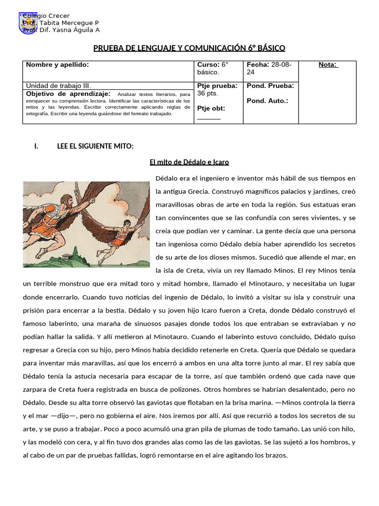 Prueba 6° - Unidad 3 | PDF