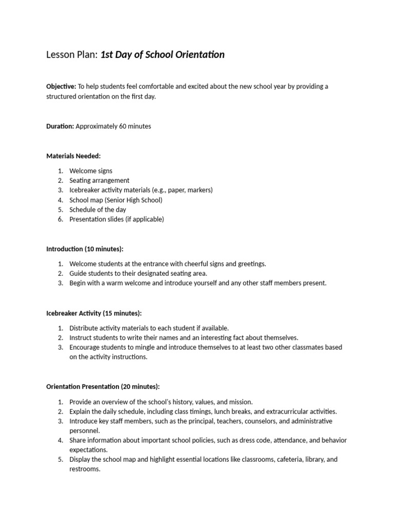 Lesson-Plan-for-Orientation | PDF