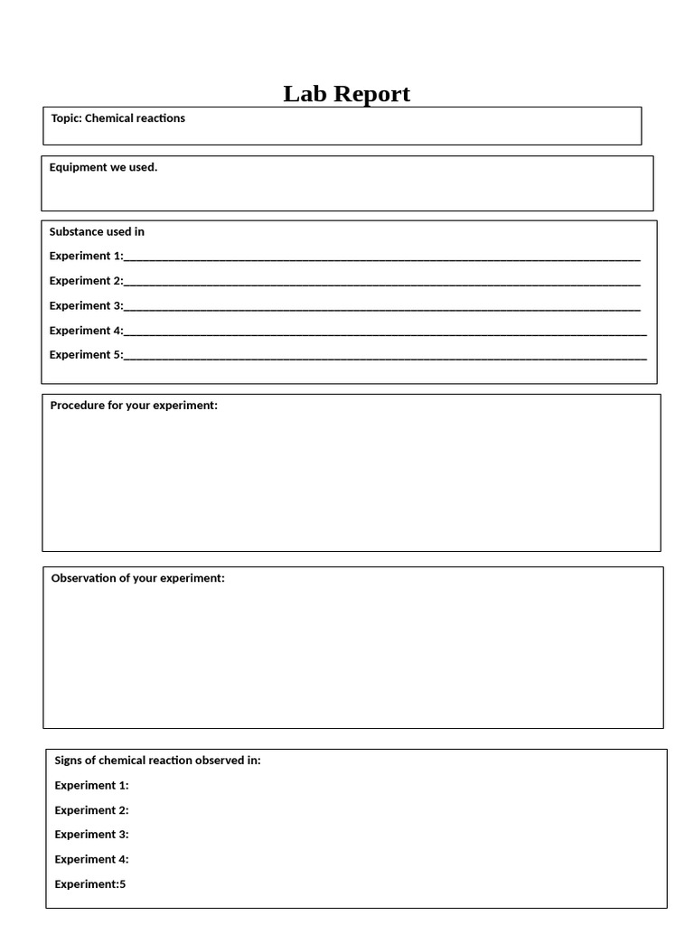 Lab Report Worksheet | PDF