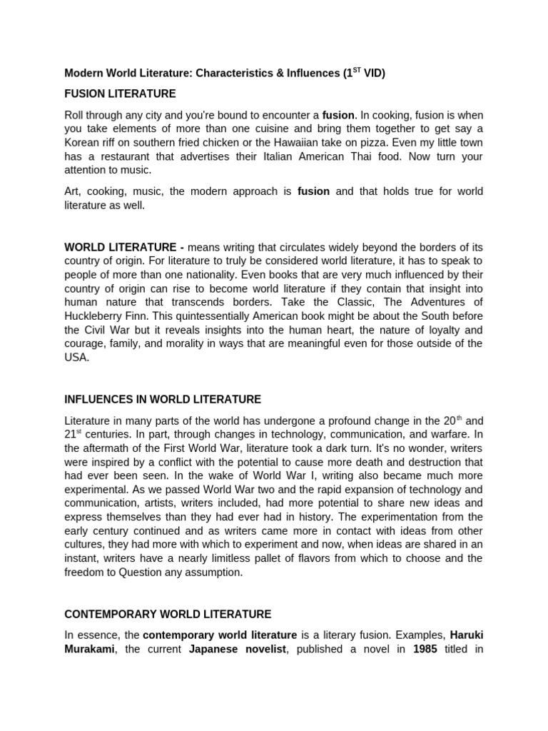 Modern World Literature | PDF