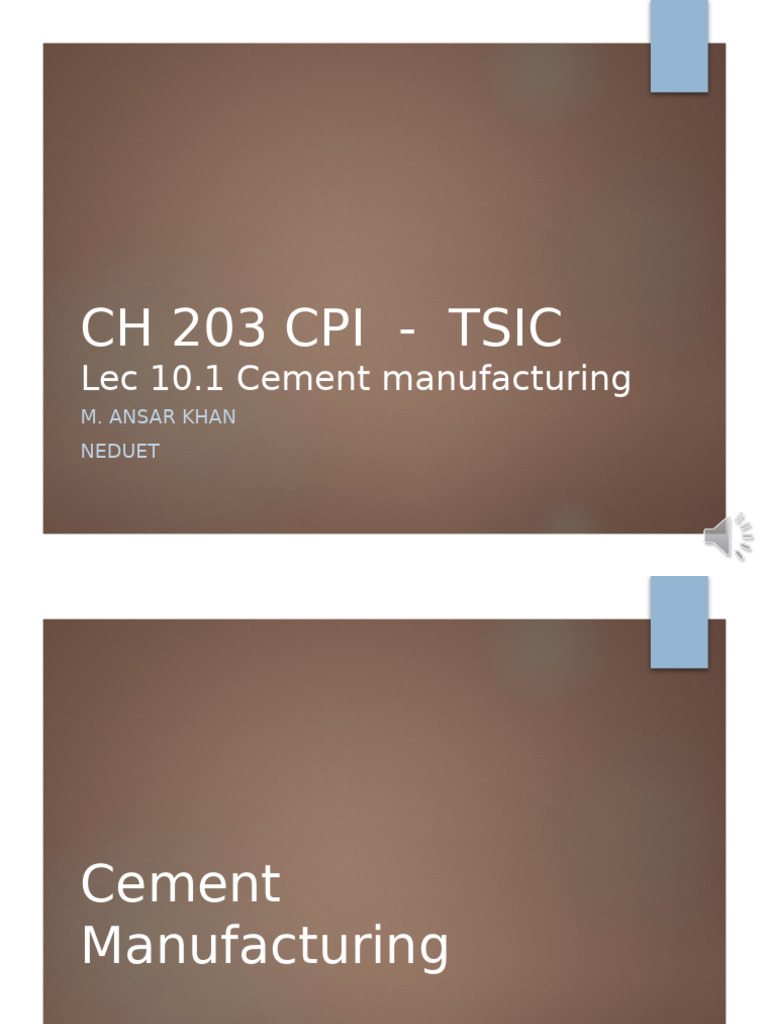 CH 203 Lec 10.1 Cement MFG | PDF