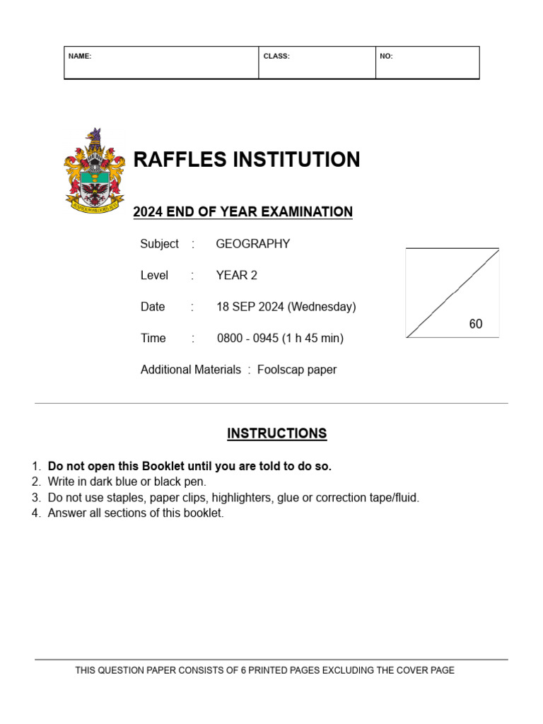 Sec 2 Geo Eoy Paper 2024 | PDF