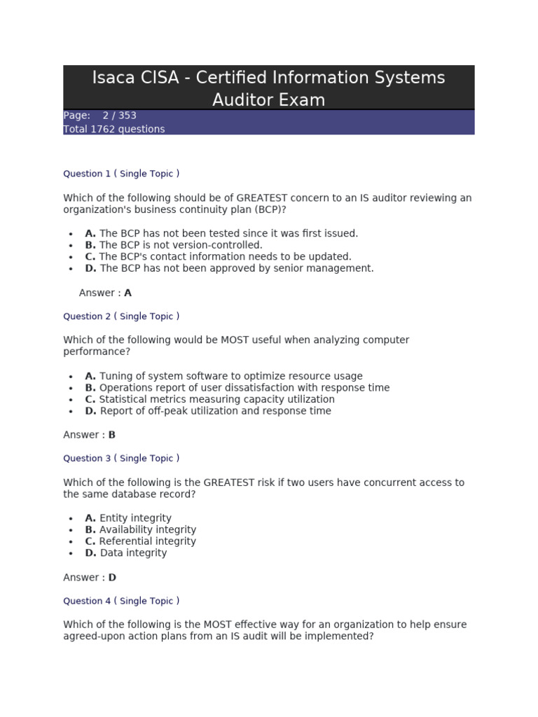 CISA Q-Ans | PDF