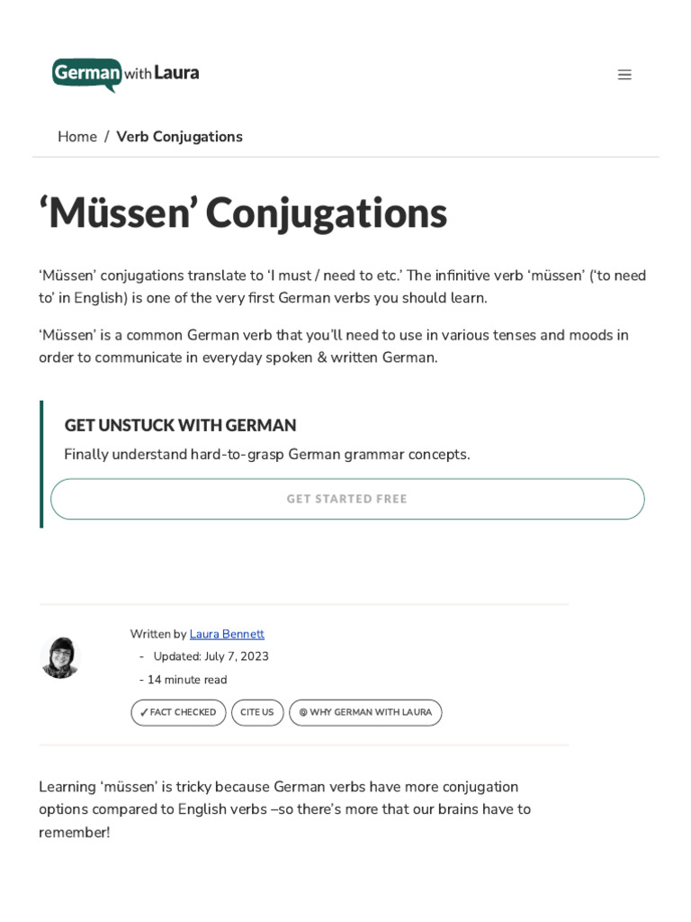 German Müssen Conjugation - How It's Used, Examples, and More | PDF