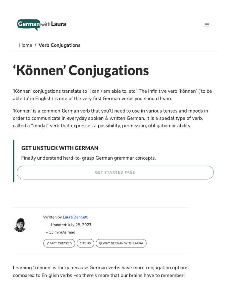German Können Conjugation - How It's Used, Examples, and More | PDF