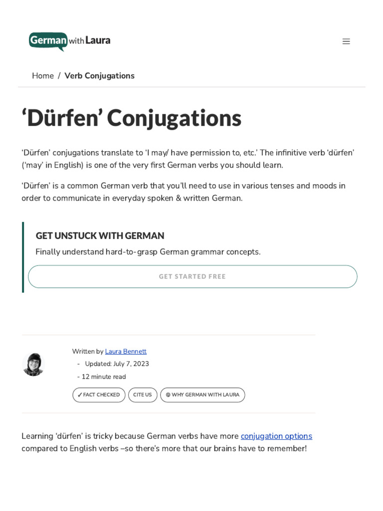 German Dürfen Conjugation - How It's Used, Examples, and More | PDF