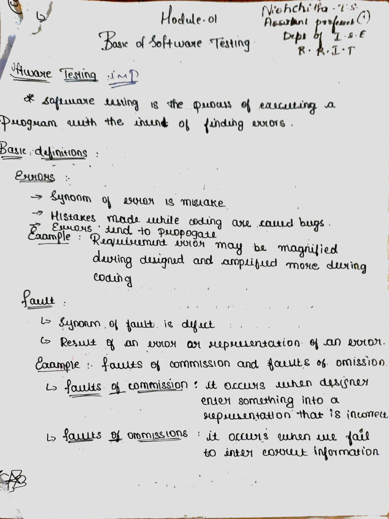 Software Testing Part 1 Notes | PDF