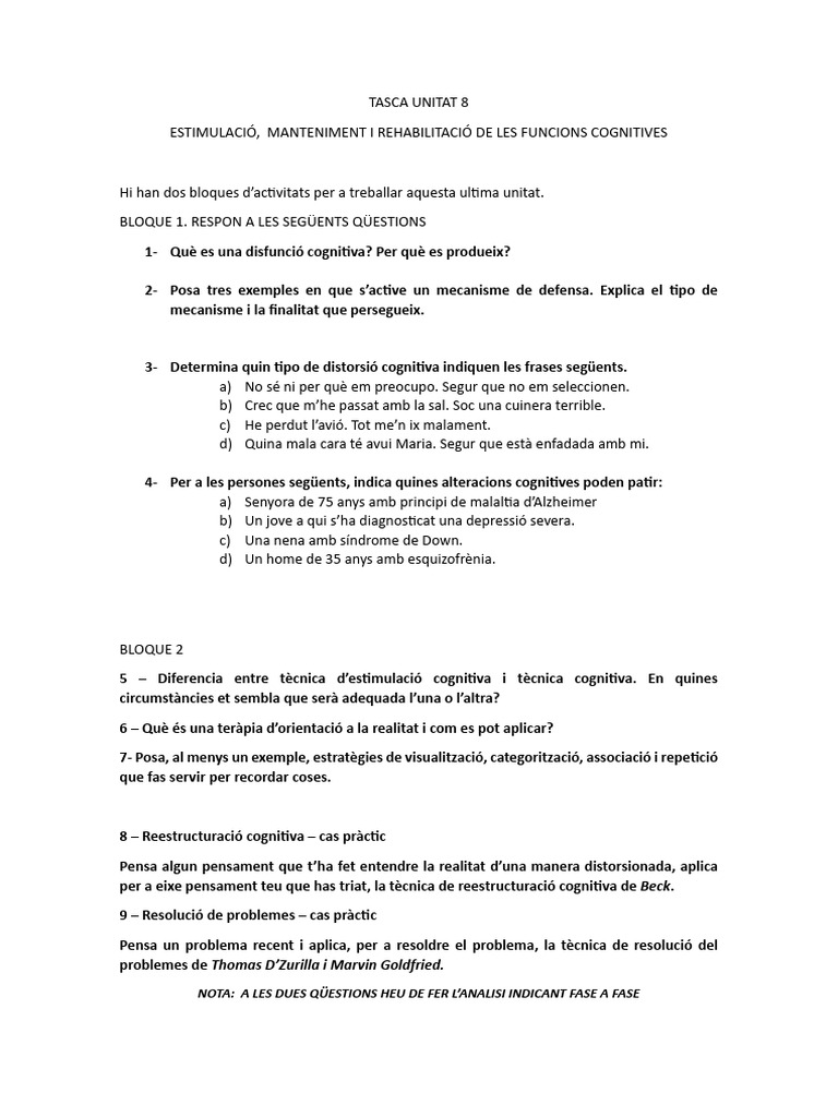 Tasca Unitat 8 | PDF
