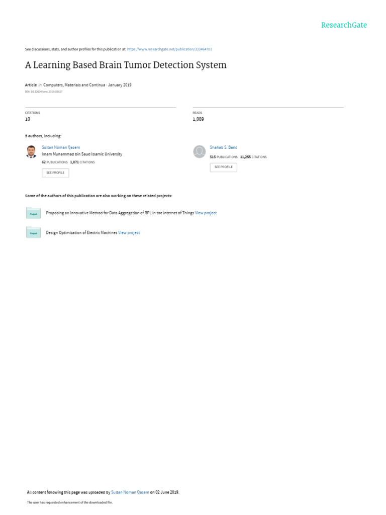 A Learning Based Brain Tumor Detection System | PDF | Image ...