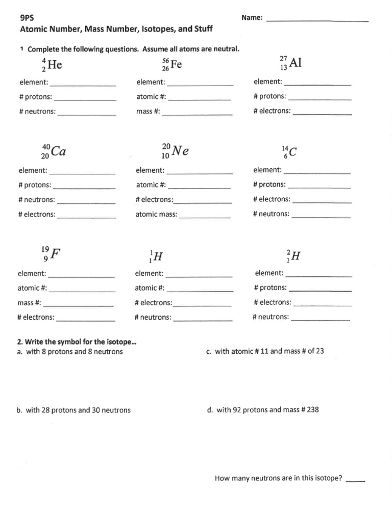 W1. Atmoic Mass Isotopes and Stuff | PDF