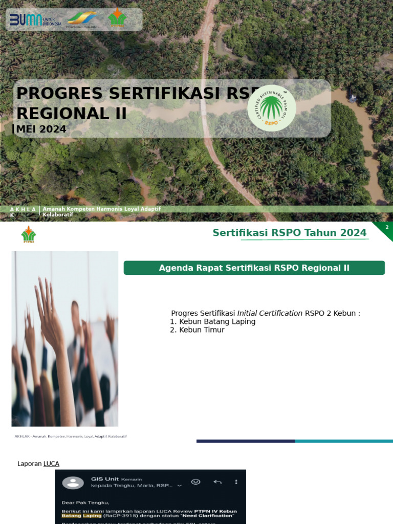 Progress Sertifikasi Rspo, Ispo & Iscc Regional II (Juni 2024) | PDF