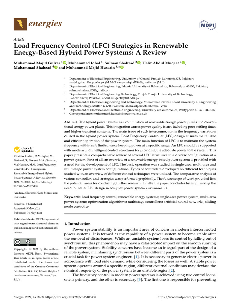 Load Frequency Control (LFC) Strategies in (Review) | PDF | Control ...