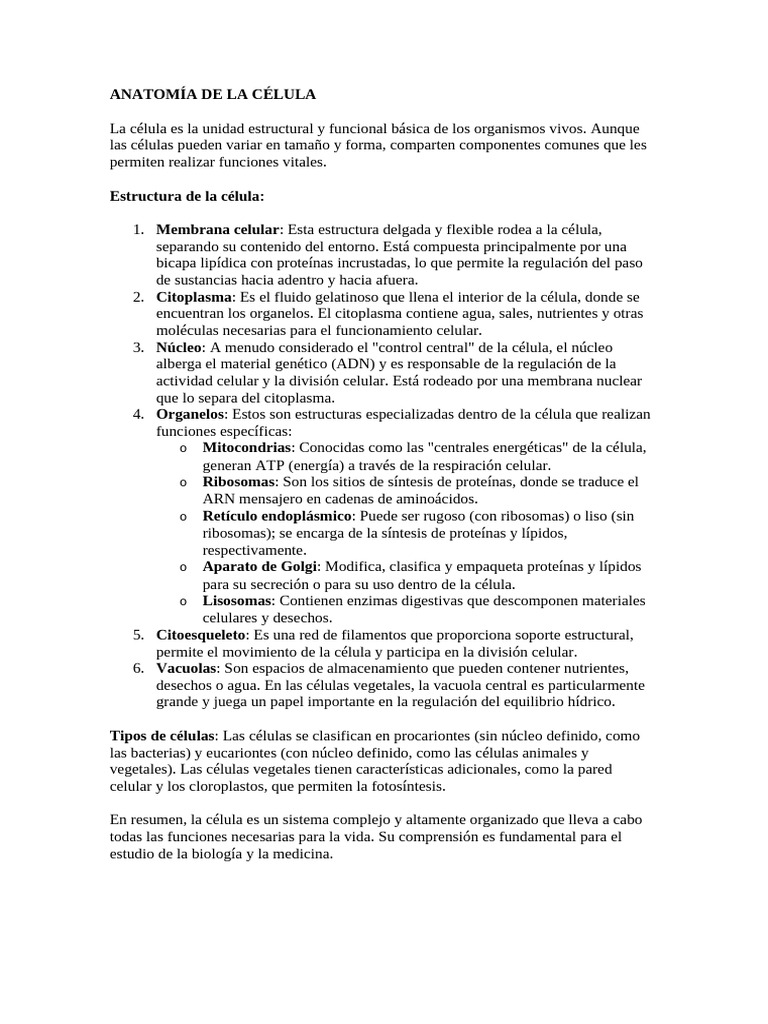 Anatomia de La Celula | PDF