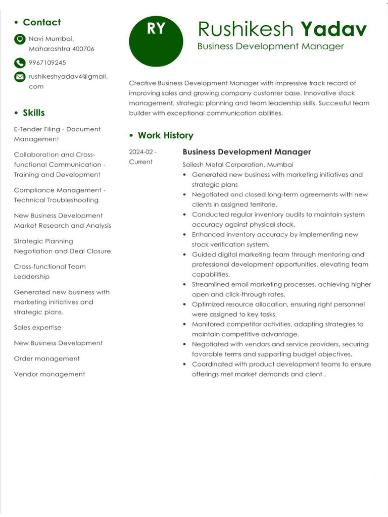 CV Rushikesh Yadav | PDF