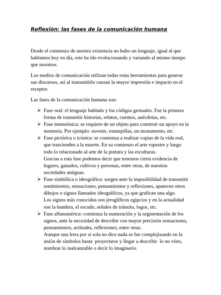 Reflexión fases de la comunicacion | PDF