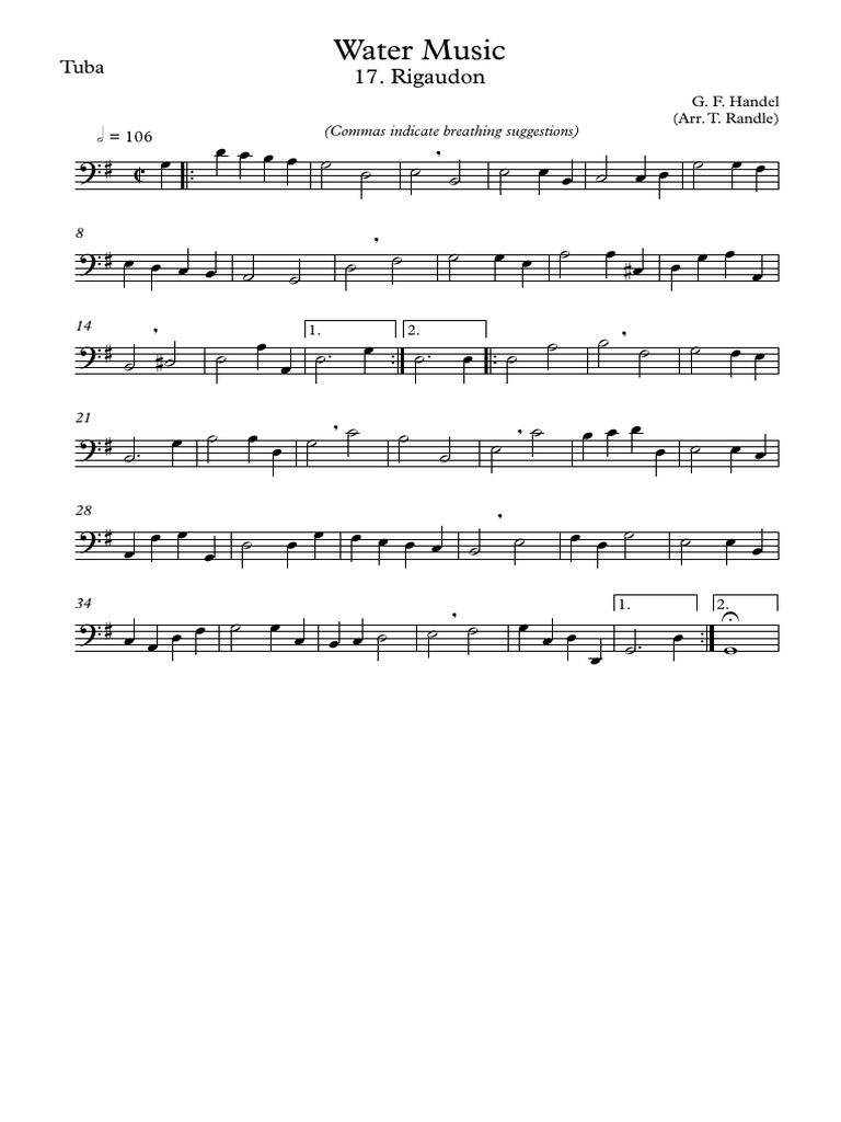 Water Music Rigaudon (Tuba) | PDF