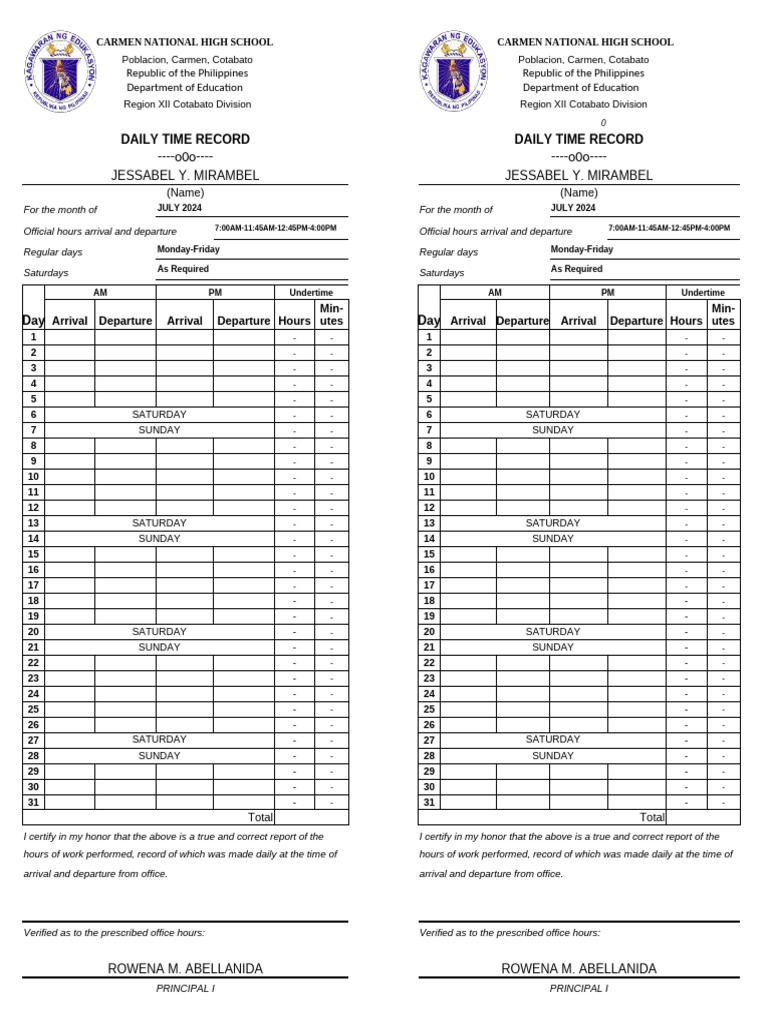 Teaching and Nonteaching DTR July 2024 | PDF