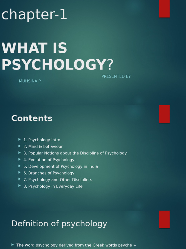Chapter - 1 What Is Psychology PPT Note1 | PDF | Psychology | Mind