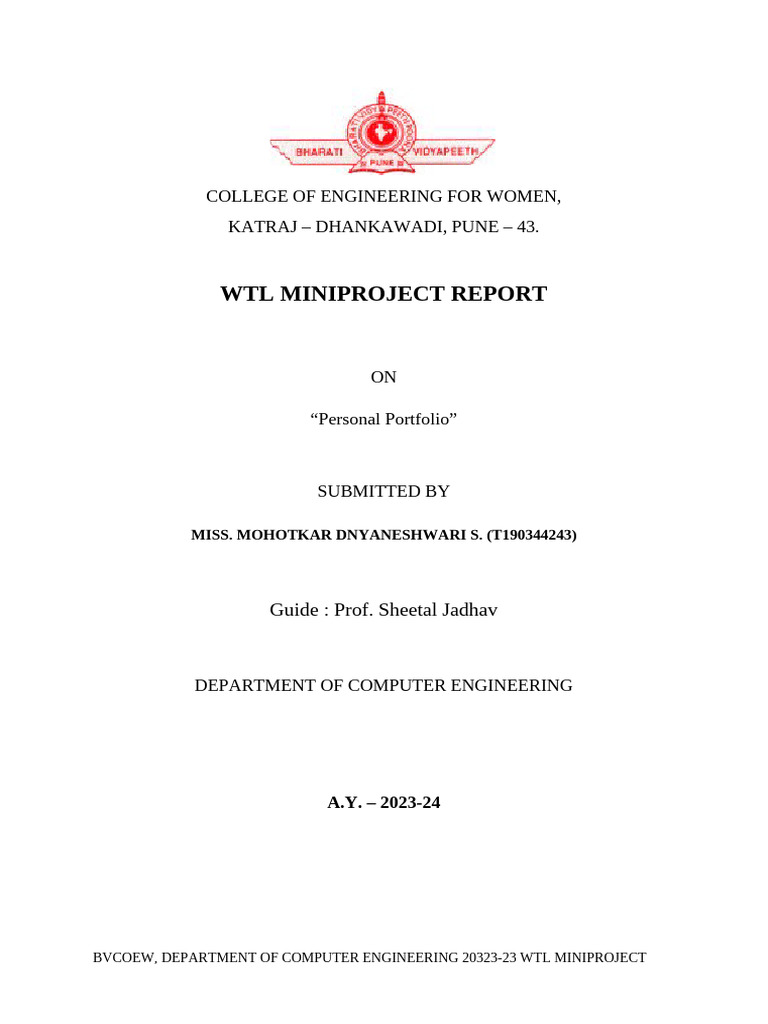 WTL Miniproject Report | PDF