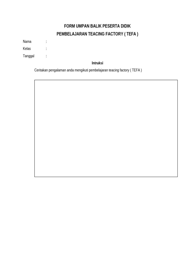 Form Umpan Balik Siswa Tefa | PDF