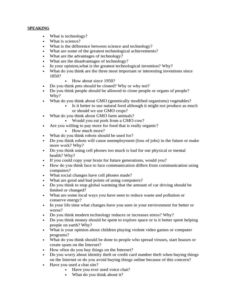 SPEAKING Science-and-Technology | PDF | Genetically Modified Organism ...