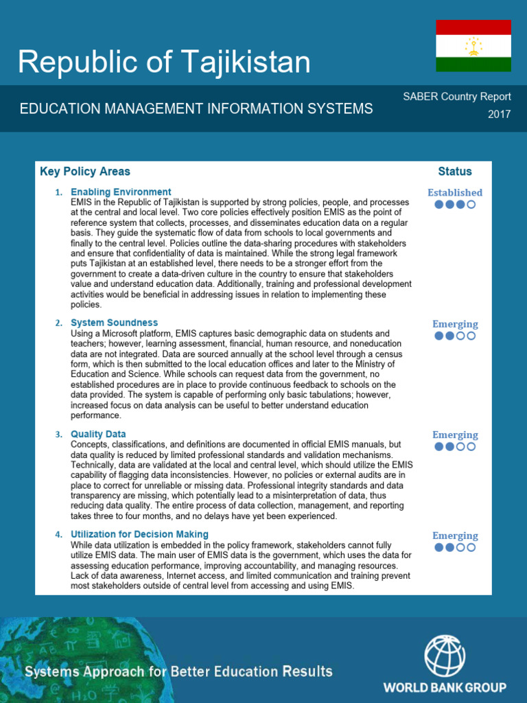 SABER EMIS Tajikistan Country Report Final 2017 | PDF