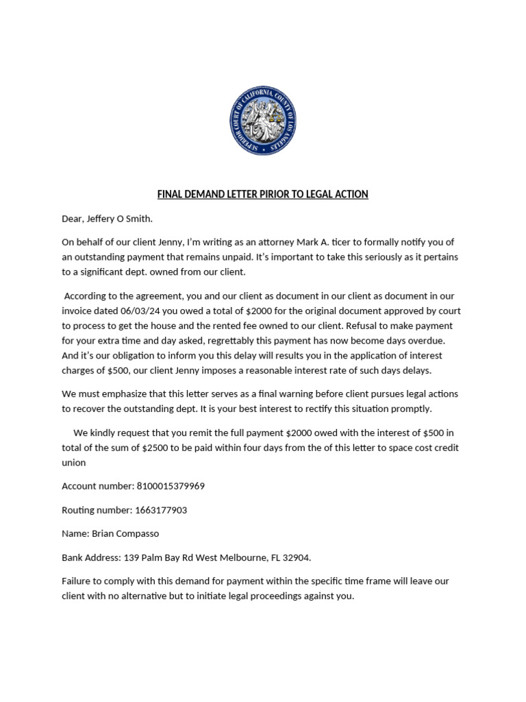 Final Demand Letter | PDF