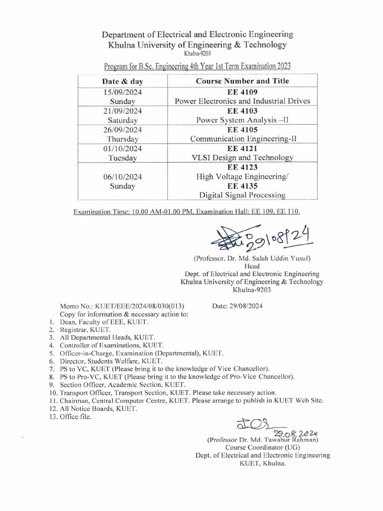 Exam. Routine 3rd Yr. & 4th Yr. 1st Term 2023 (EEE) - 0001 | PDF