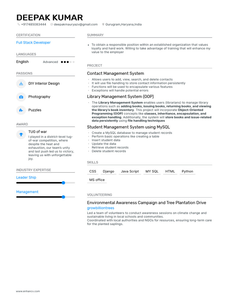 Deepak Kumar Resume | PDF